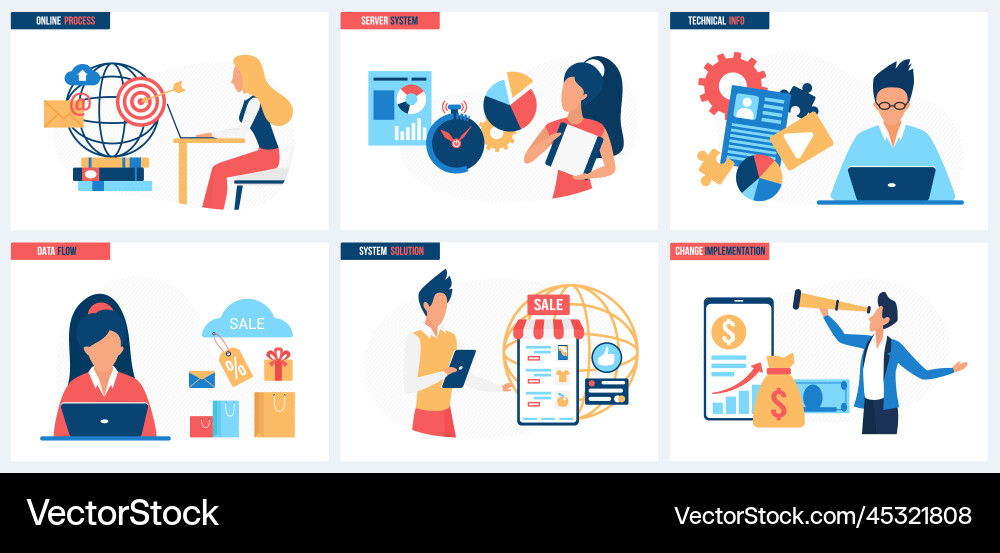 Implementation of system solutions online Vector Image