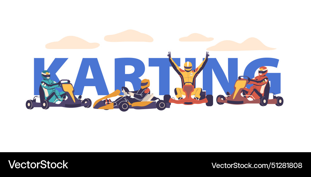 Karting concept with four kart racer characters Vector Image