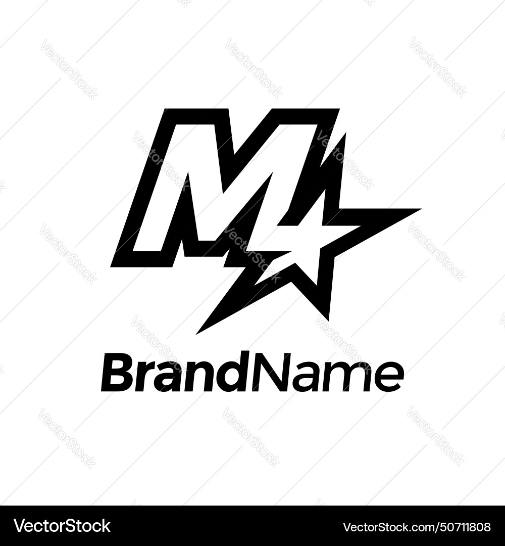 Modern and stylist initial m star logo Royalty Free Vector