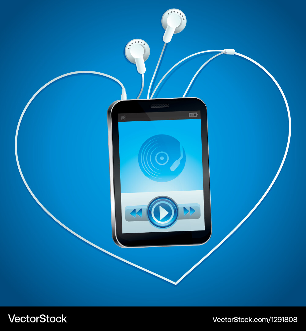 Music player with touchscreen and play button Vector Image