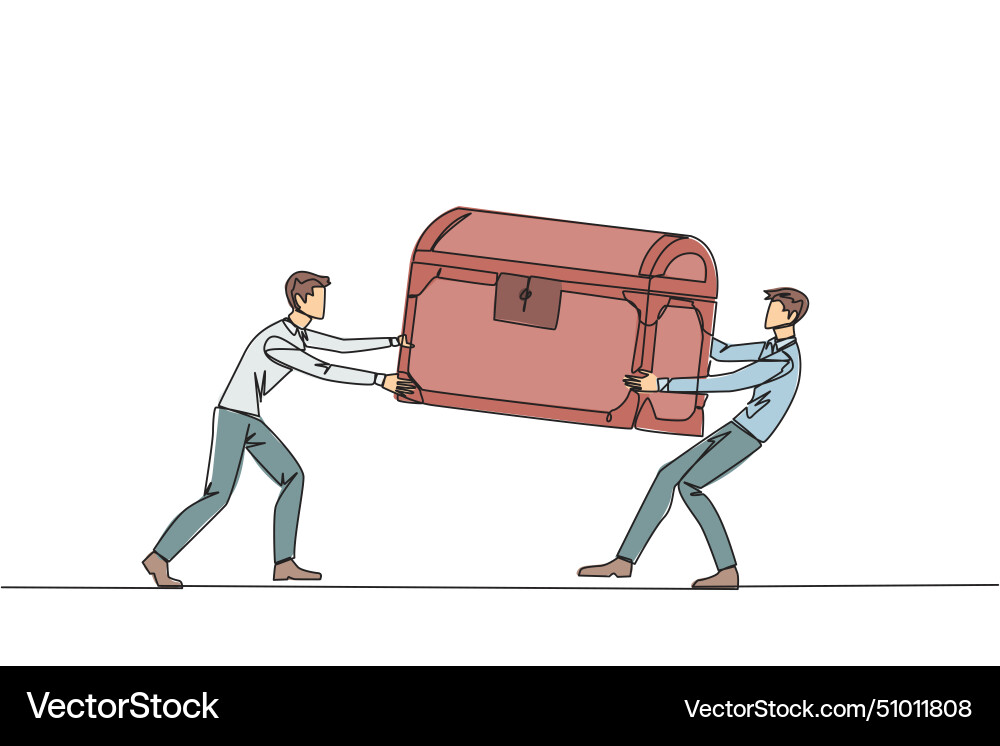 Single one line drawing two egoistic businessman Vector Image