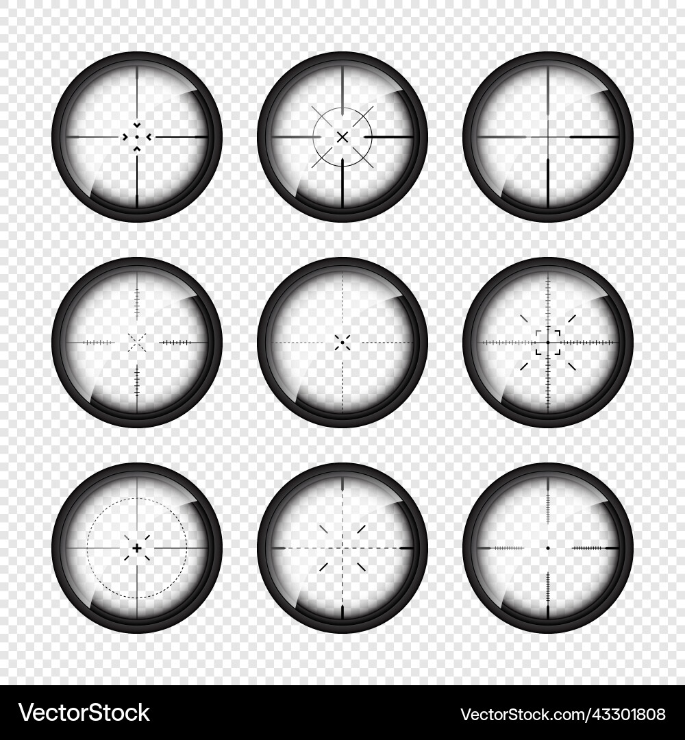 Various weapon sights sniper rifle optical scopes Vector Image