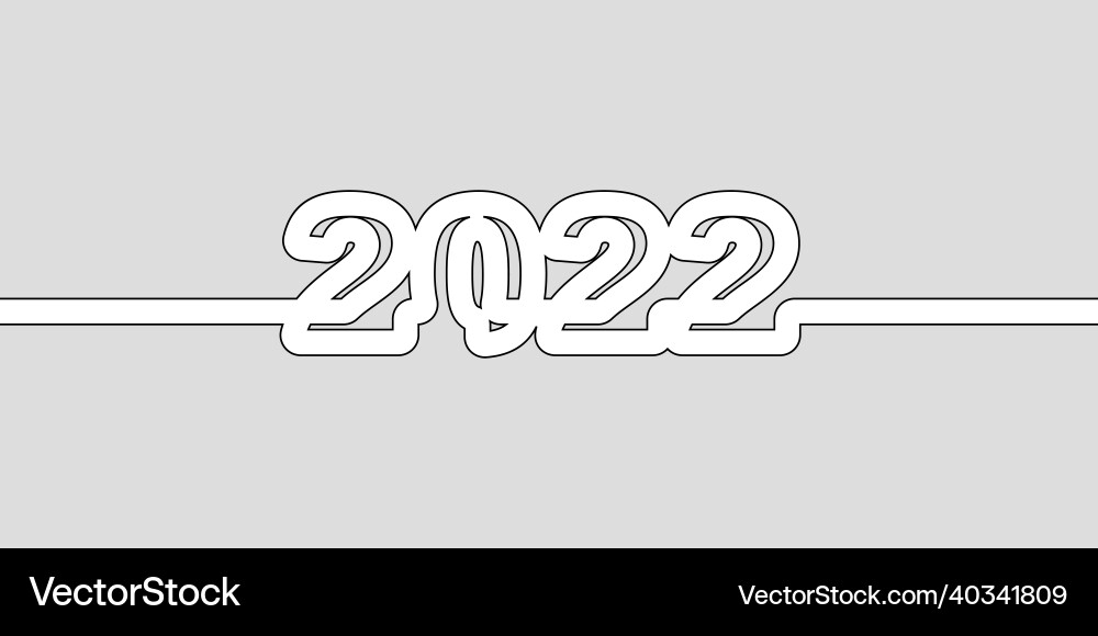 2022 year number white bold single line drawing Vector Image
