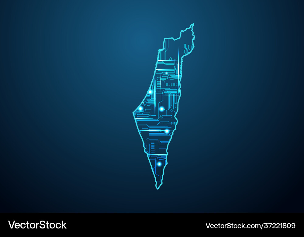 Abstract futuristic map israel palestine Vector Image