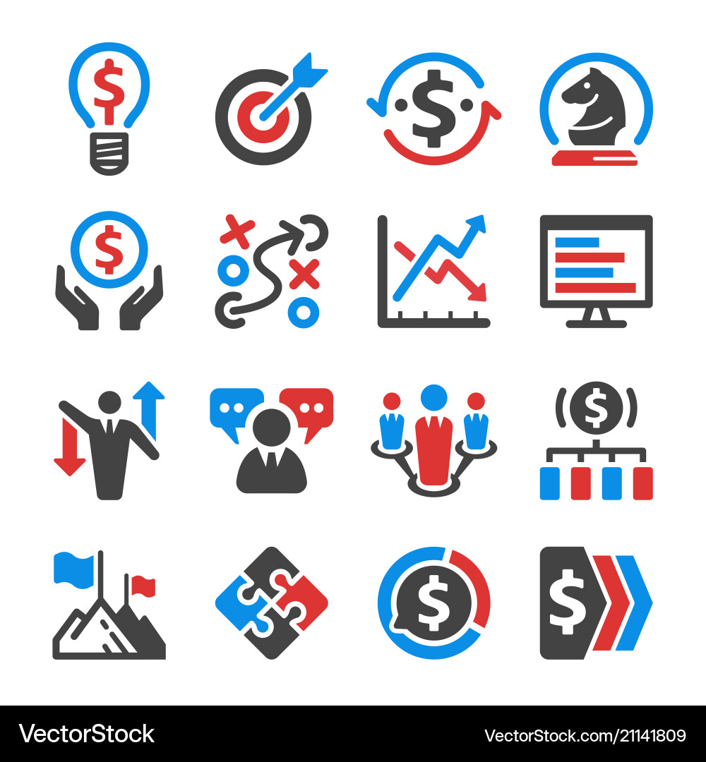 Business Strategy Icon Set Royalty Free Vector Image