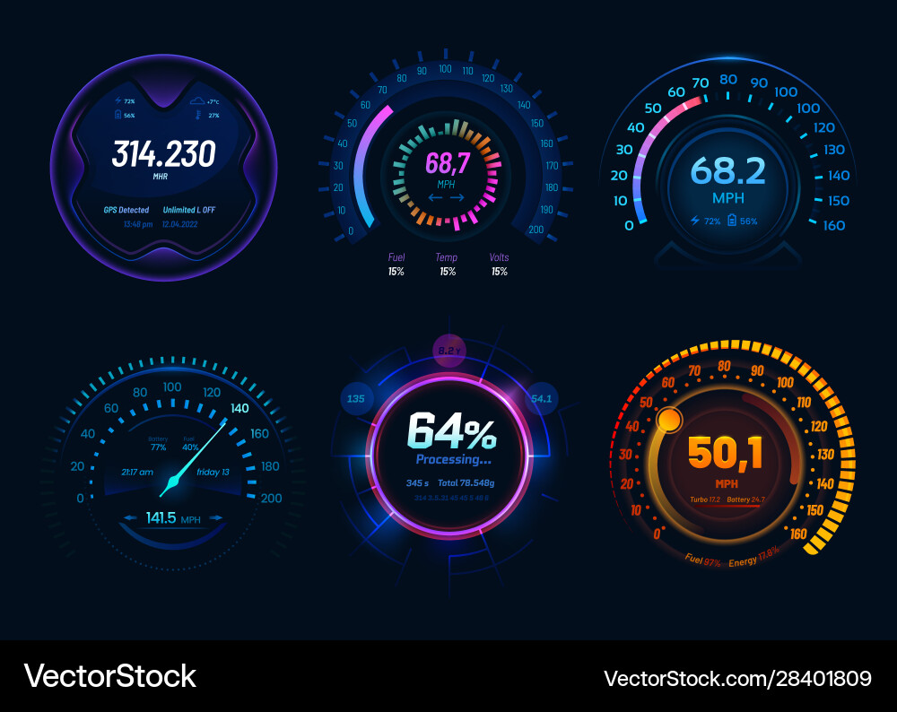 Neon Lights Speedometer 1920x1200 Futuristic Car Speedometer MPH Gauge