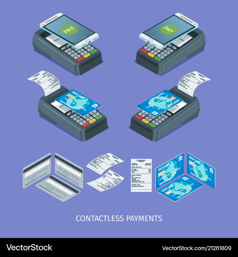 Contactless payment terminal Royalty Free Vector Image