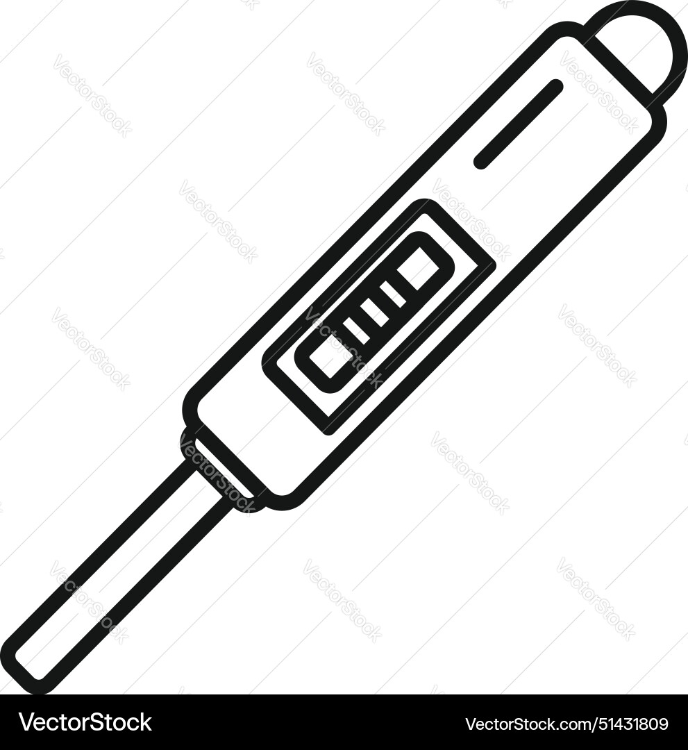 Digital thermometer line art Royalty Free Vector Image
