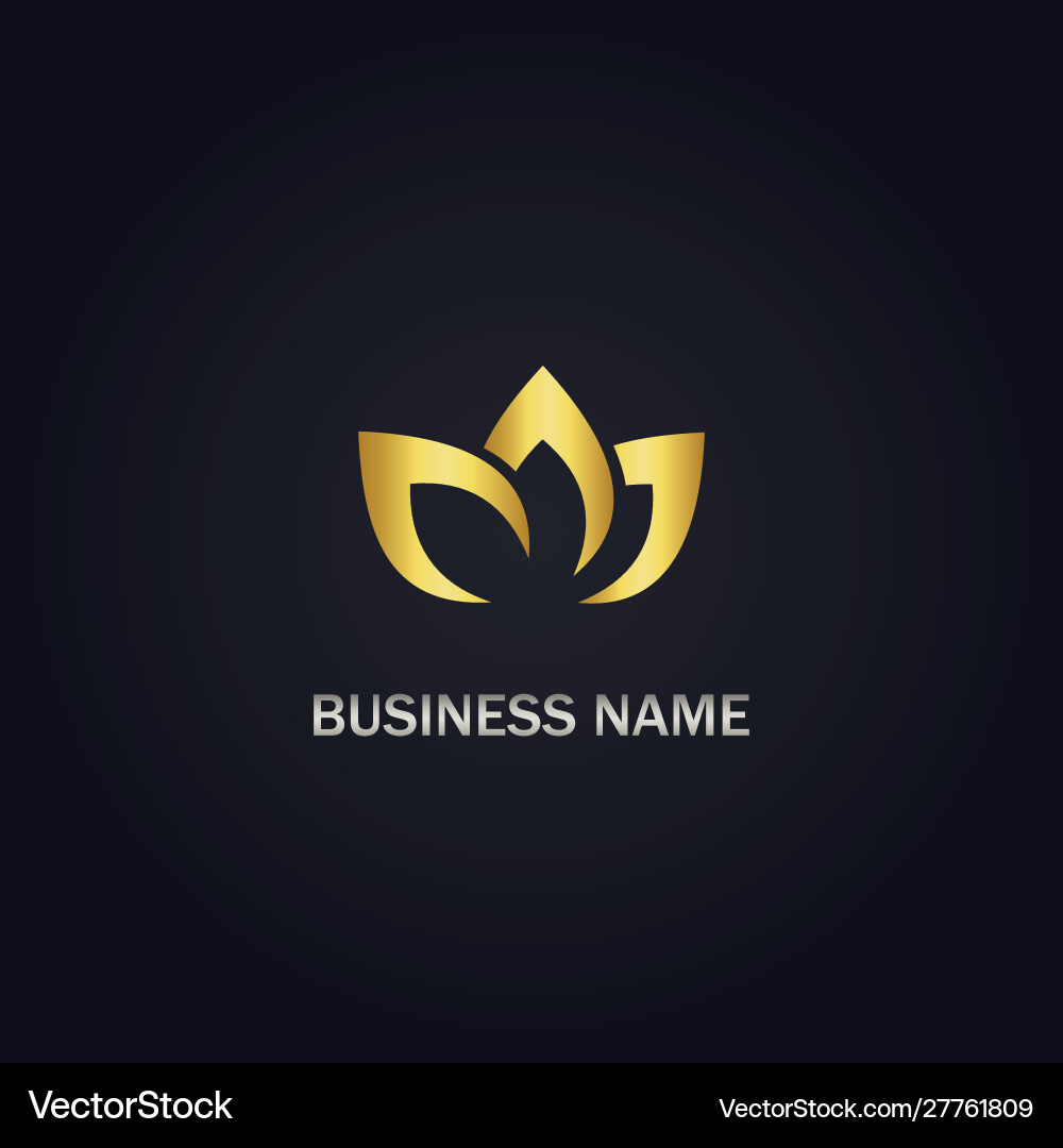 Elegant Gold Lotus Logo Royalty Free Vector Image