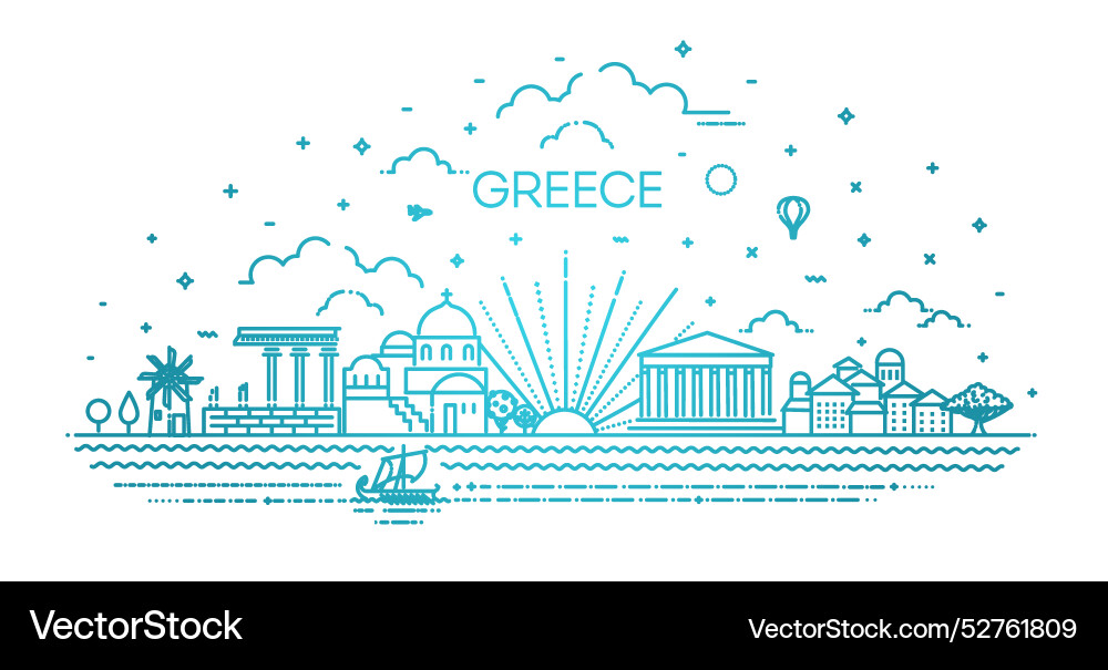 Greece skyline in linear Royalty Free Vector Image