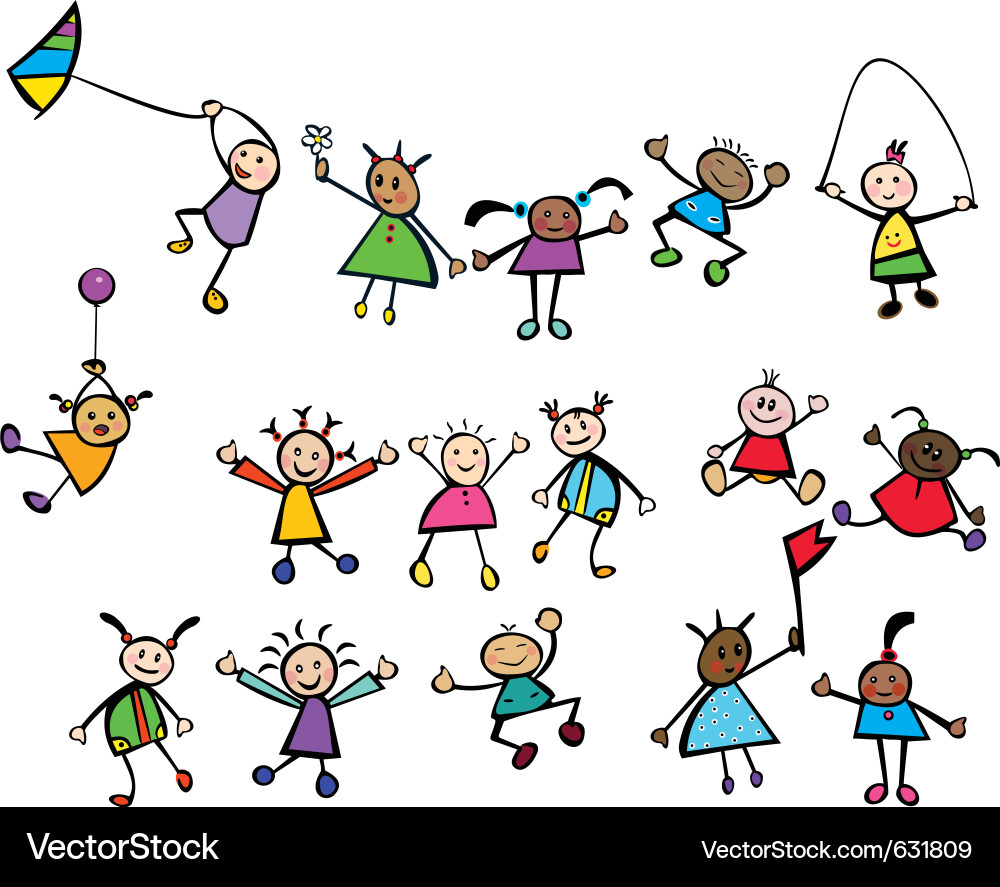 Happy kids Royalty Free Vector Image - VectorStock