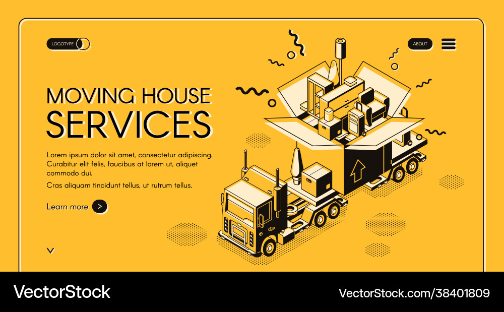 Moving house services webpage template Royalty Free Vector