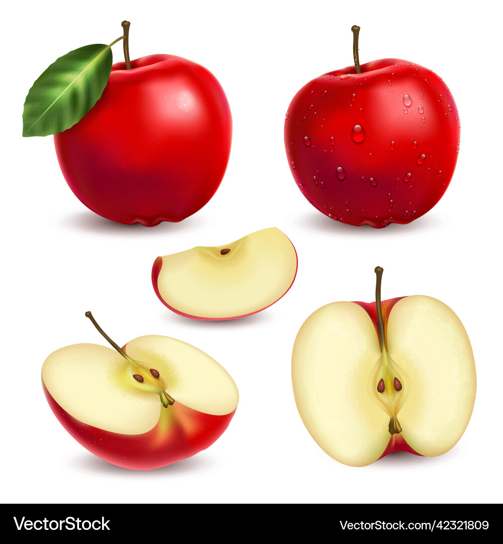 Realistic apples set Royalty Free Vector Image
