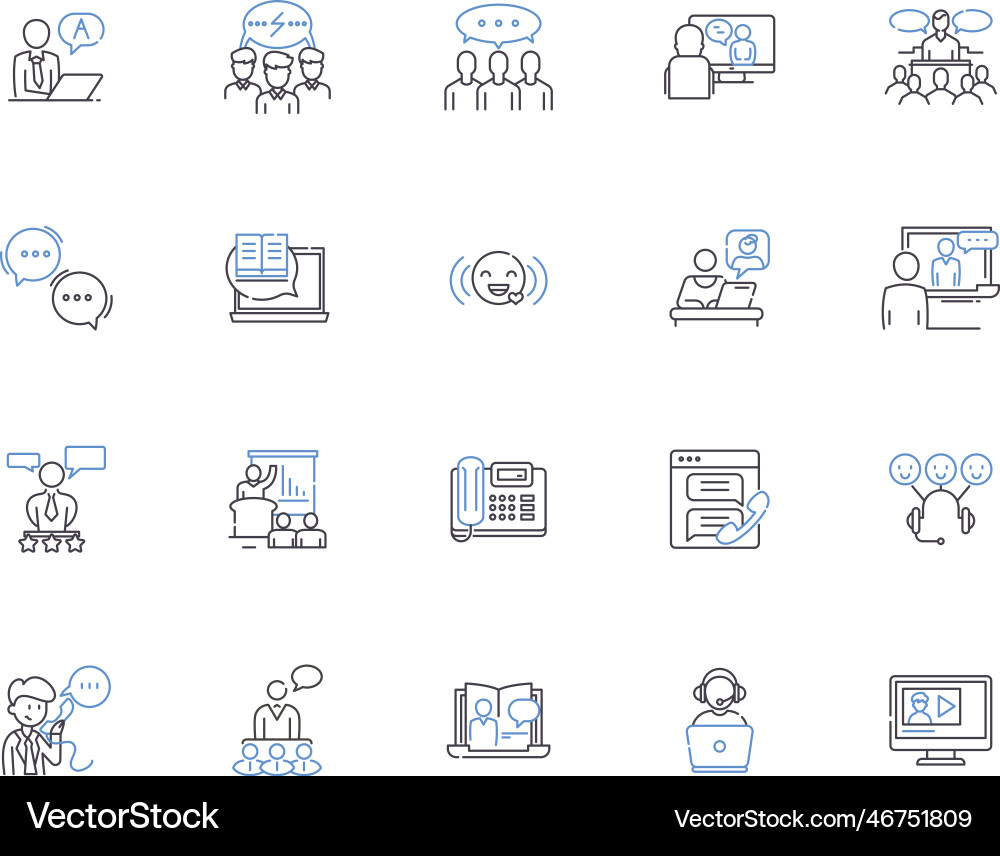 Speech outline icons collection speaking oratory Vector Image