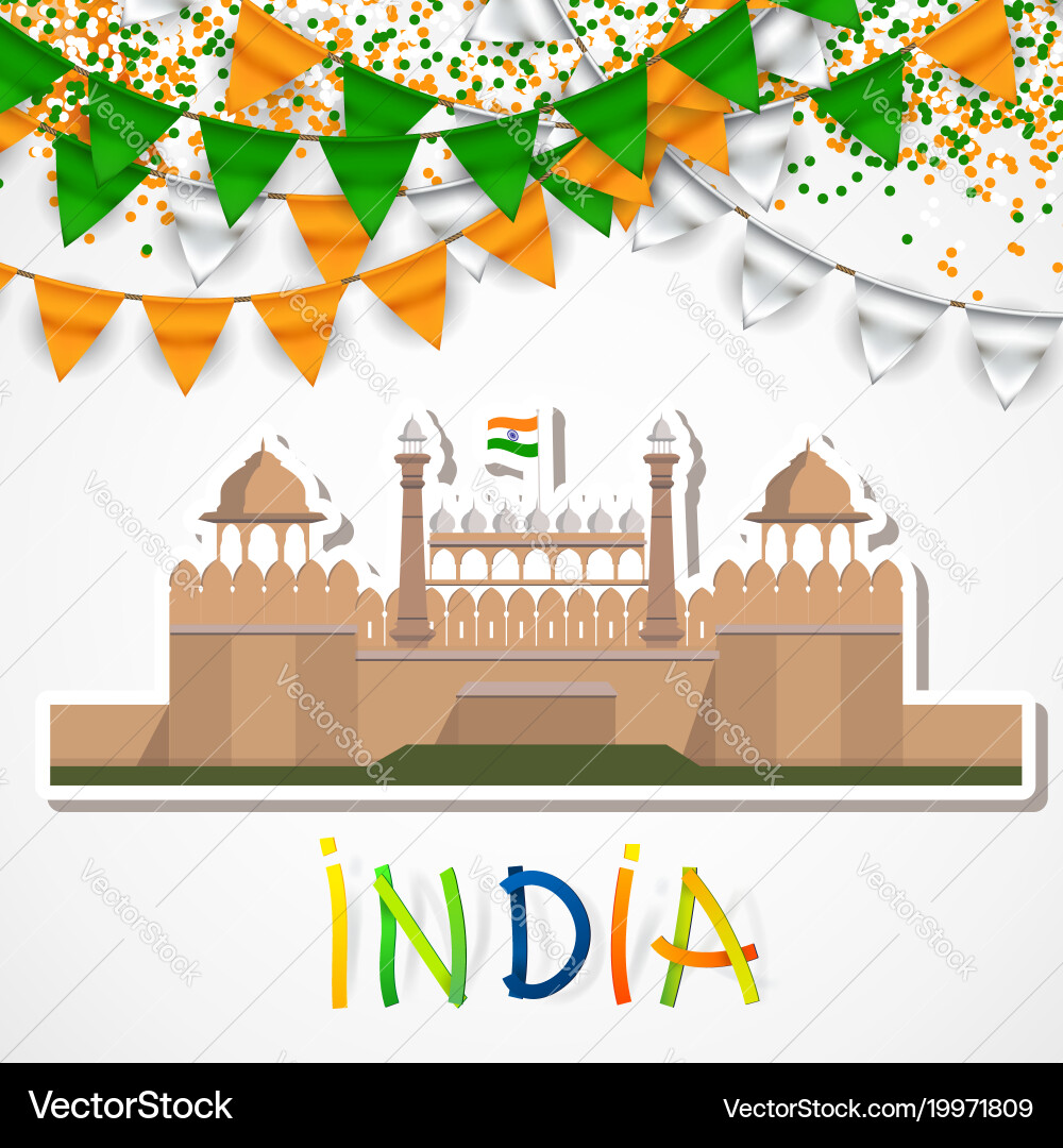 Travel sticker red fort Royalty Free Vector Image