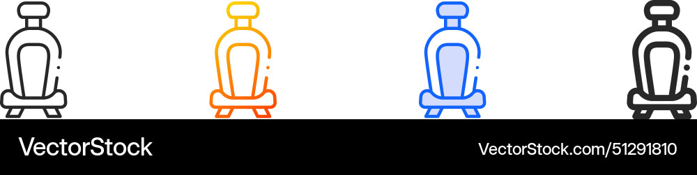 Car seat iconthin linear gradient blue stroke Vector Image