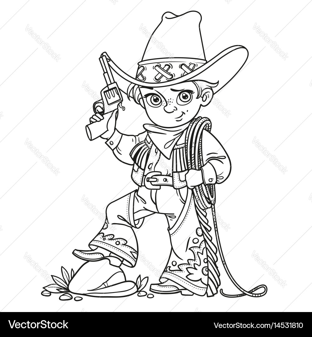 Cute Cowboy Boy with Lasso Royalty Free Vector Image