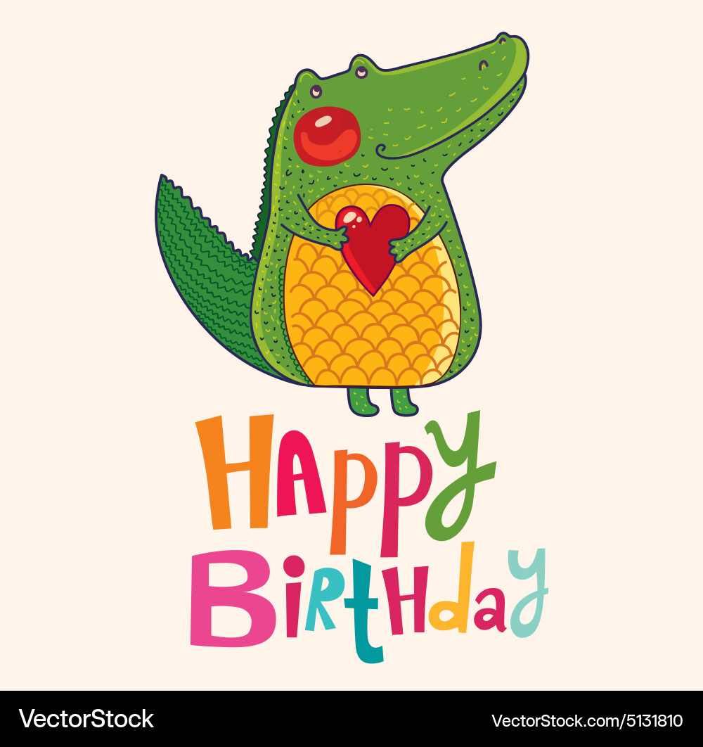 Cute Crocodile Birthday Card Royalty Free Vector Image