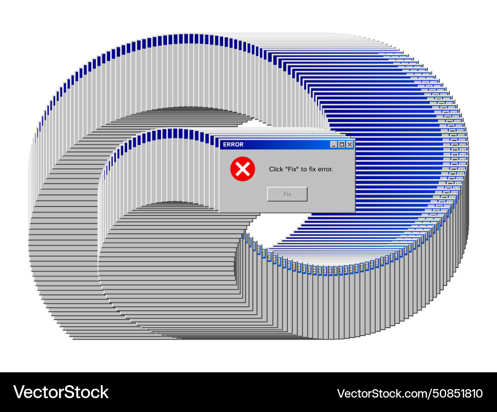 Error window trail composition Royalty Free Vector Image