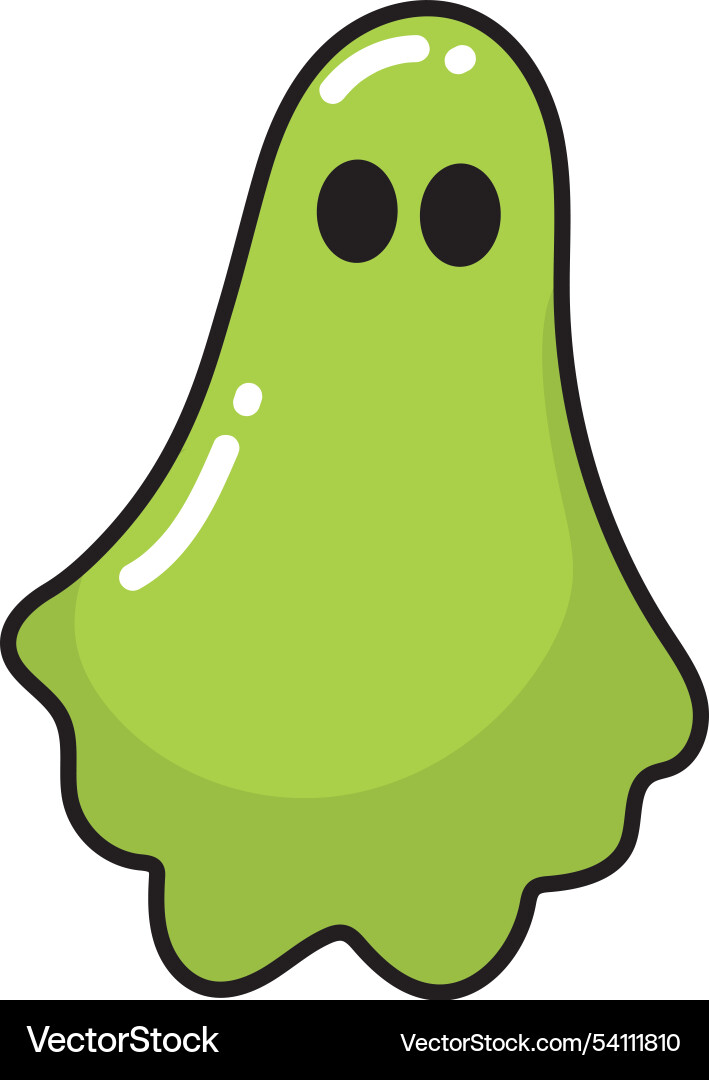 Green ghost cartoon with smooth shiny surface Vector Image