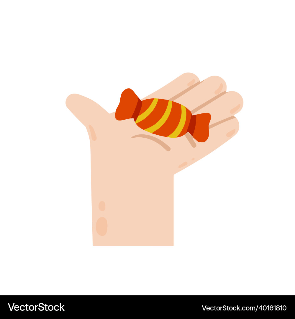 Hand holding and giving candy Royalty Free Vector Image