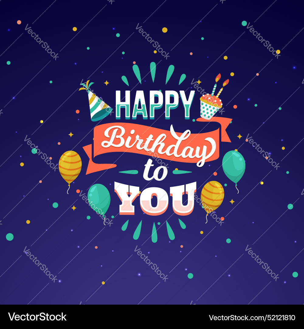 Happy birthday lettering design template for card Vector Image