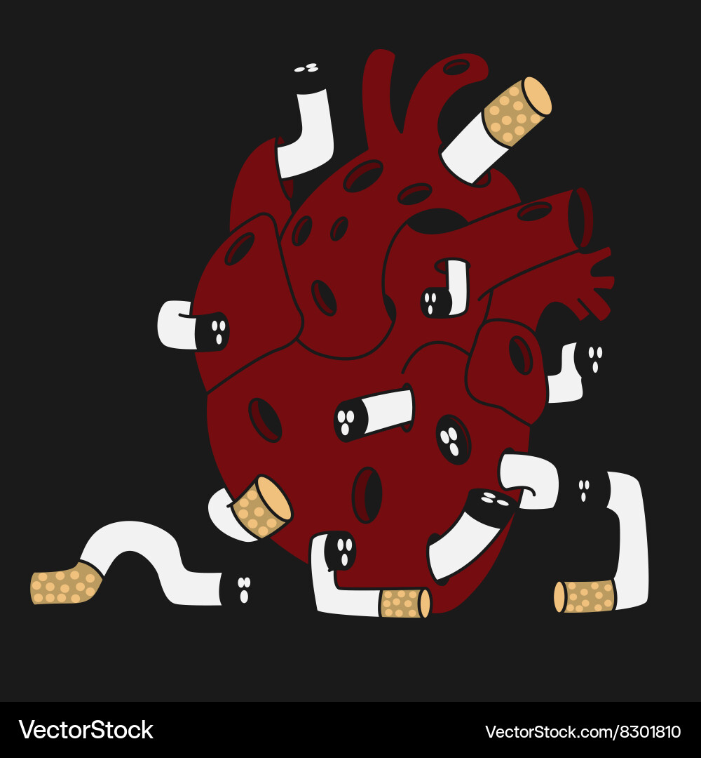 Human heart and smoking Royalty Free Vector Image