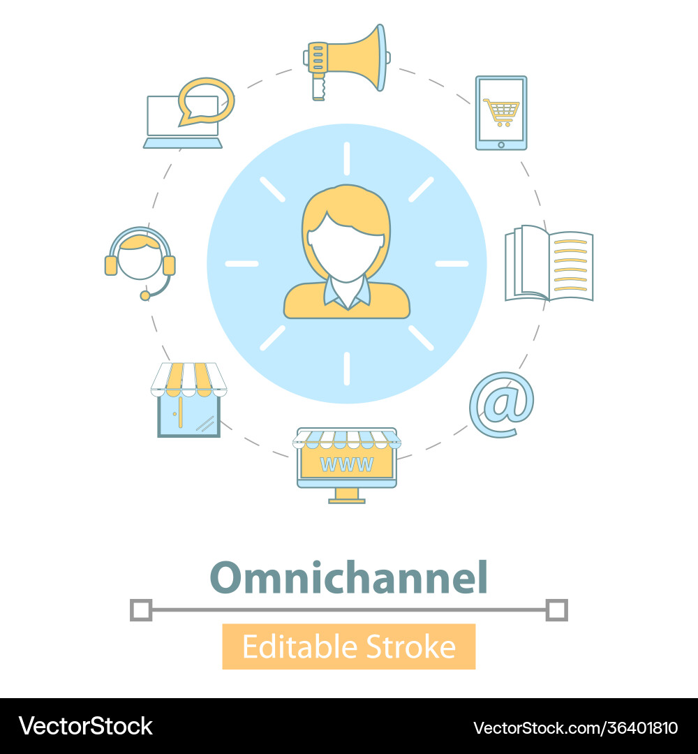 Icon cross-channel omnichannel online Royalty Free Vector