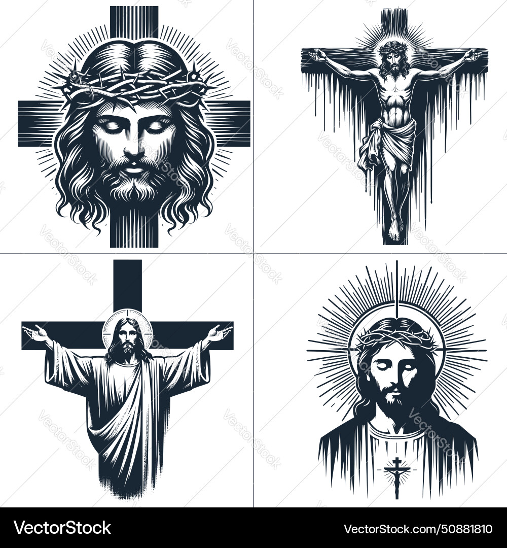 Jesus christ cross jesus praying Royalty Free Vector Image