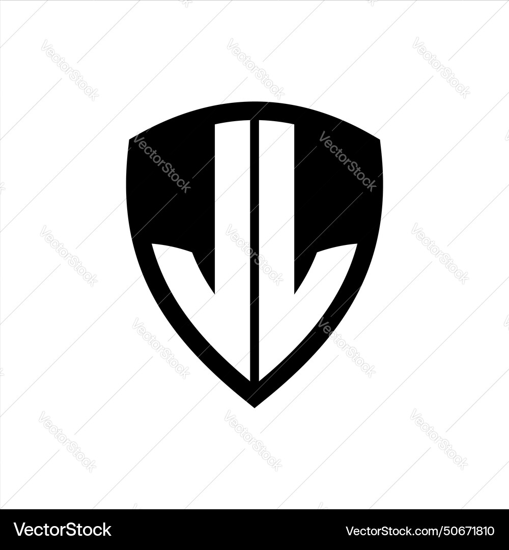 Jl monogram logo with bold letters shield shape Vector Image