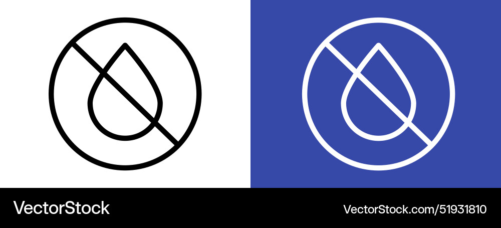 No water droplets allowed sign indicating Vector Image