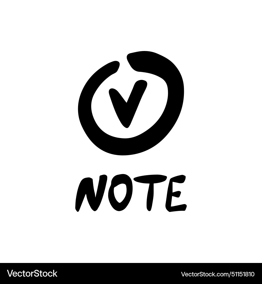 Note word lettering with marker brush strokes Vector Image
