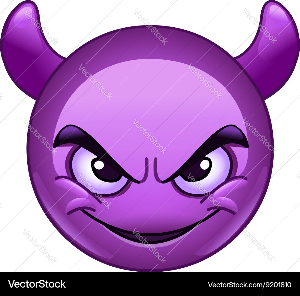 Smiling face wirh horns emoticon Royalty Free Vector Image
