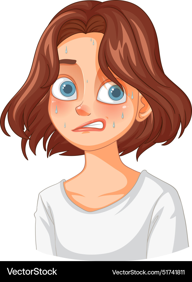 A girl looking anxious and sweating Royalty Free Vector
