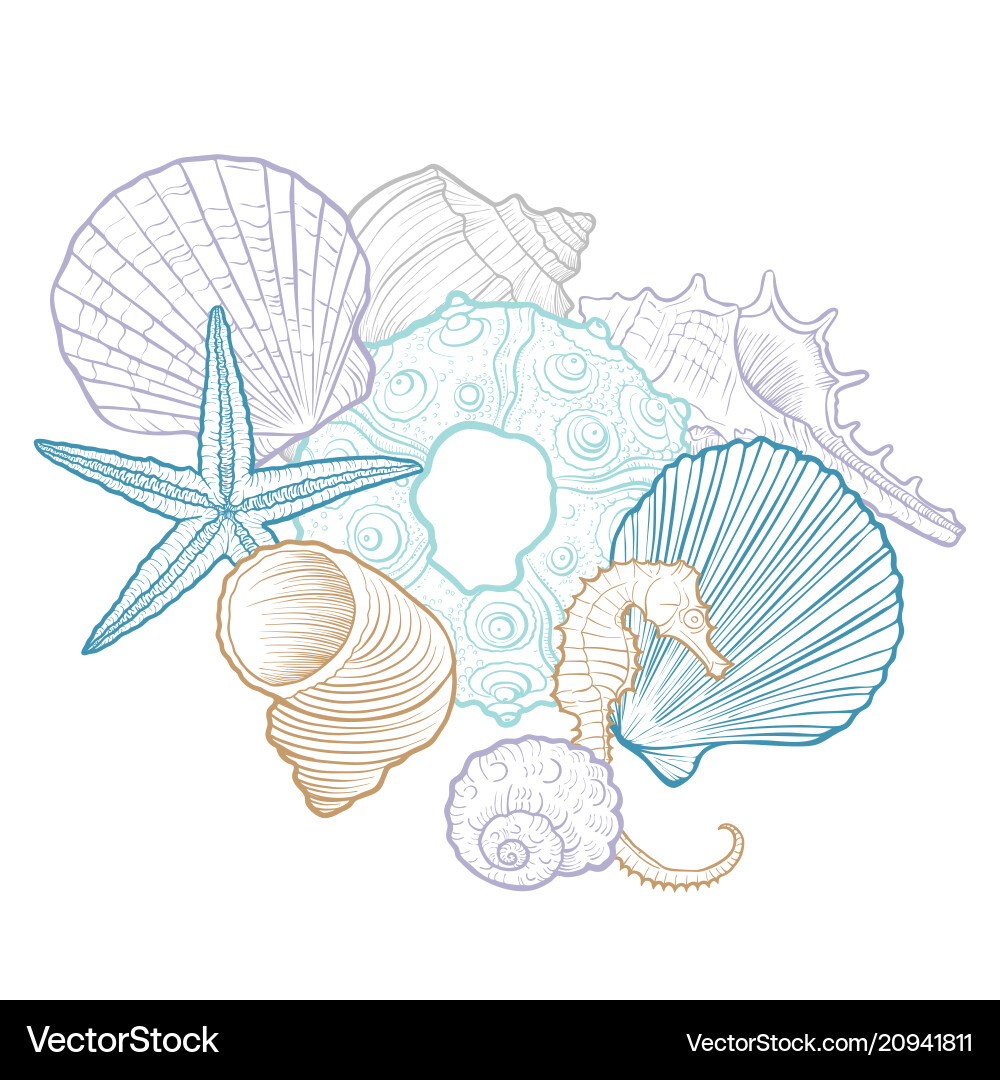 Background with seashells Royalty Free Vector Image