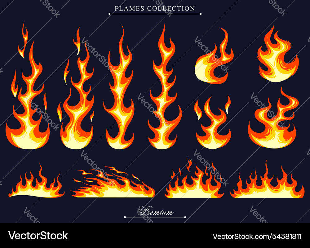 Cartoon of fire element flames bright Royalty Free Vector