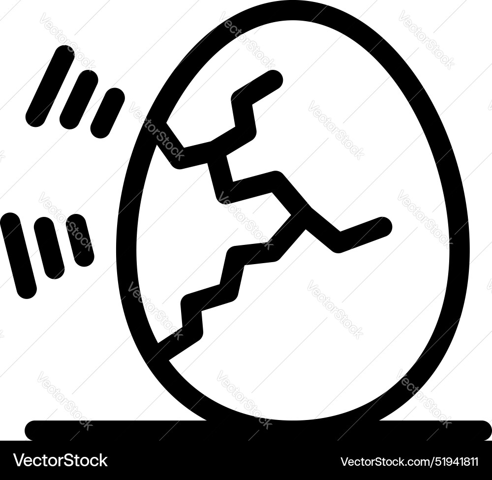 Cracked egg lying on surface is shaking Royalty Free Vector