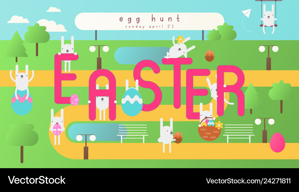 Easter egg hunt on park map Royalty Free Vector Image