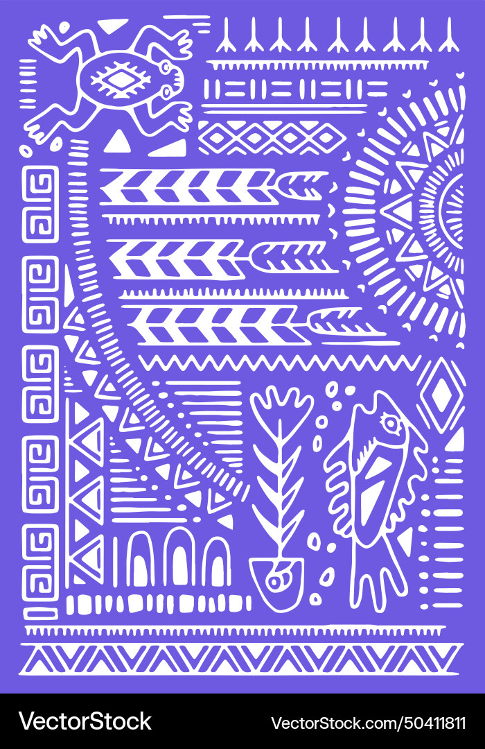 Ethnic ornament wall art inca tribal elements Vector Image