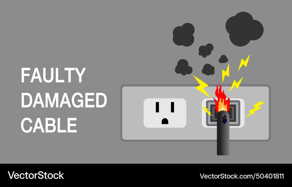 Faulty damaged cablesafety first electrical Vector Image