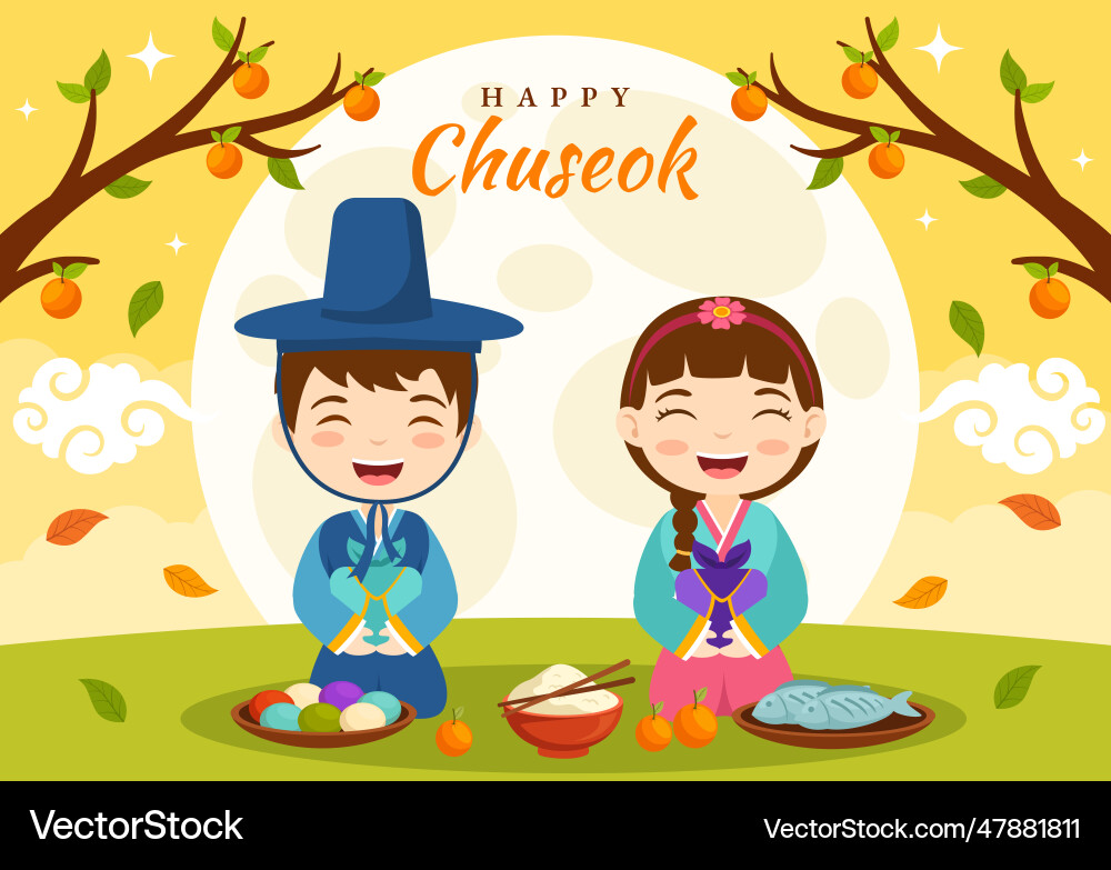 Happy chuseok day of korean thanksgiving event Vector Image
