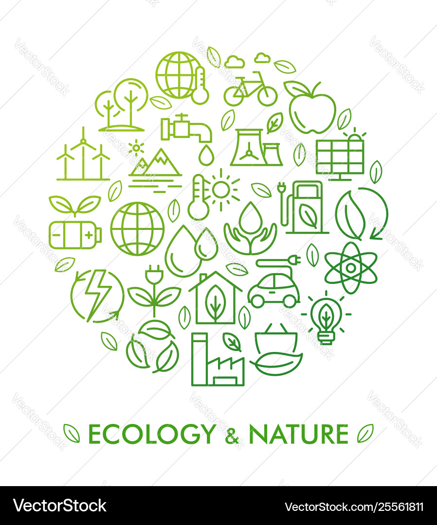 Icon set ecology nature and zero waste Royalty Free Vector