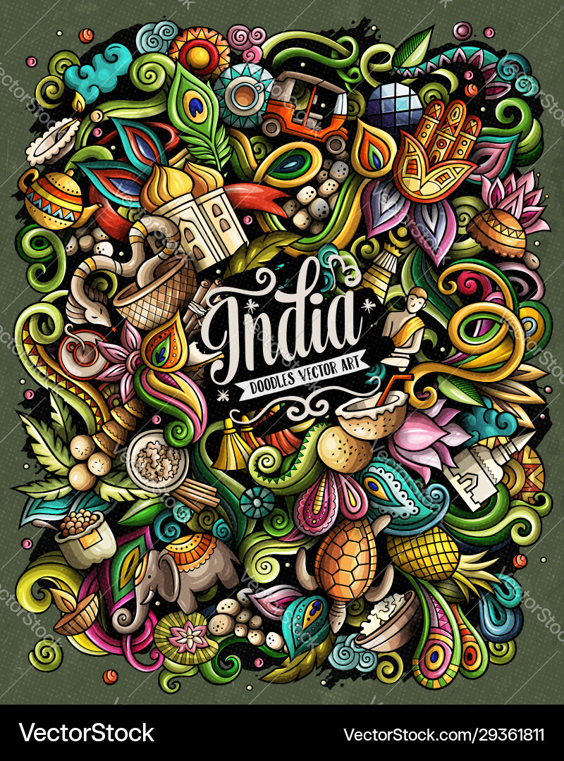 India hand drawn doodles Royalty Free Vector Image