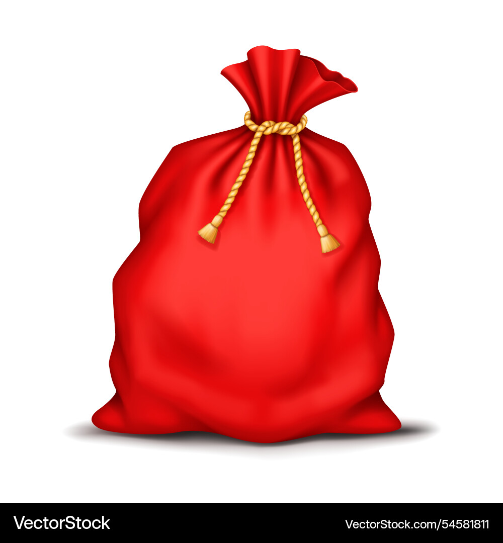 Red santa bag with presents realistic Royalty Free Vector