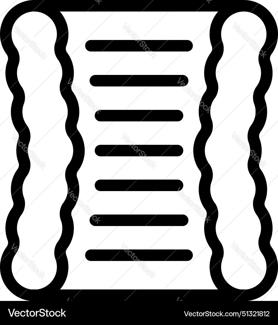 Black and white icon of a scroll Royalty Free Vector Image