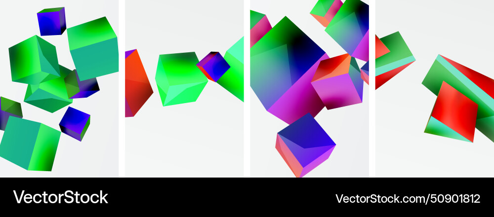 Composition of 3d cubes and other geometric Vector Image