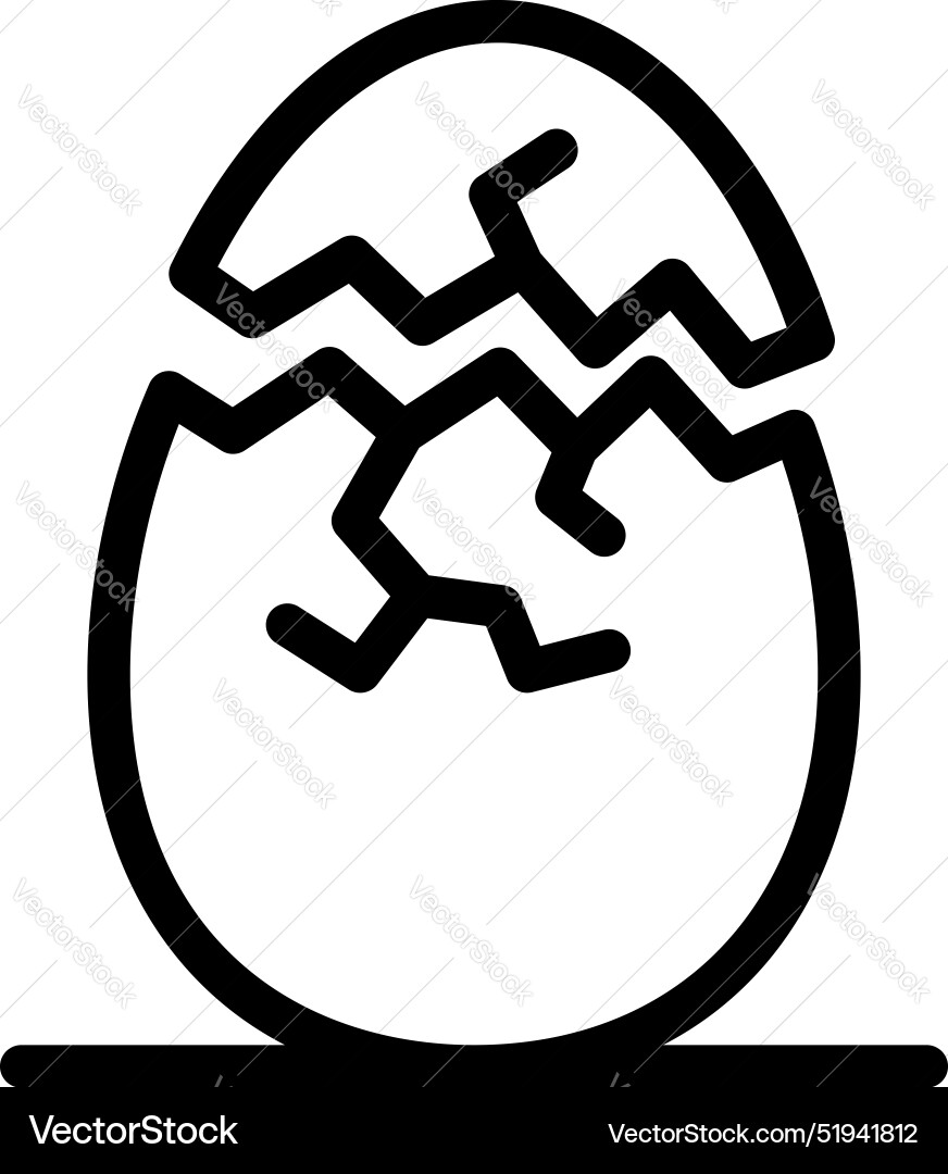 Cracked egg icon depicting broken eggshell Vector Image