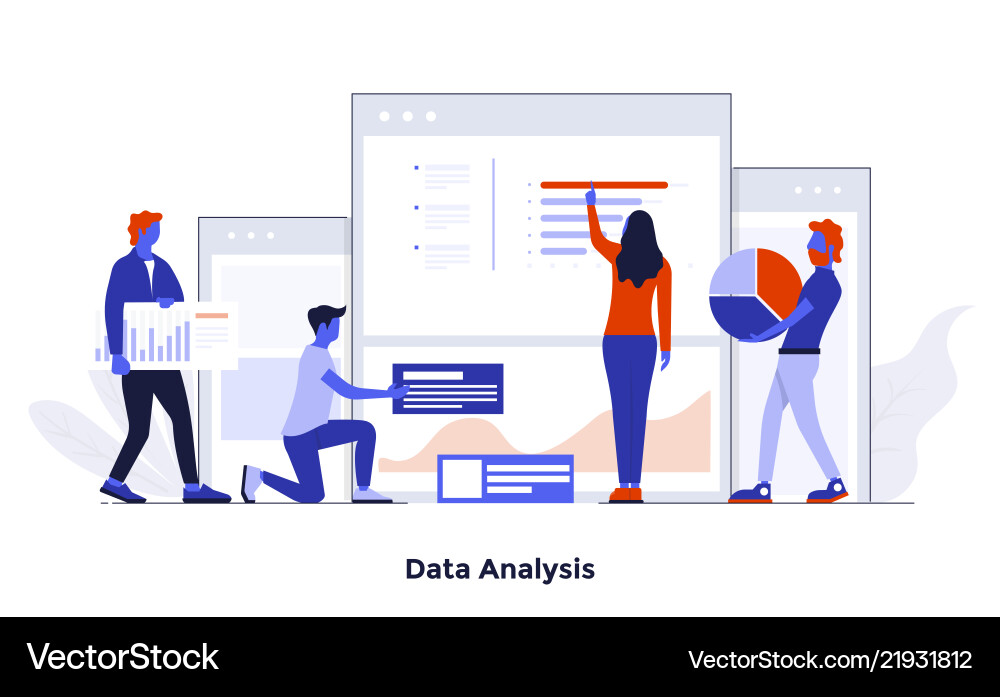 Data Analysis Concept - Flat Style Royalty Free Vector Image