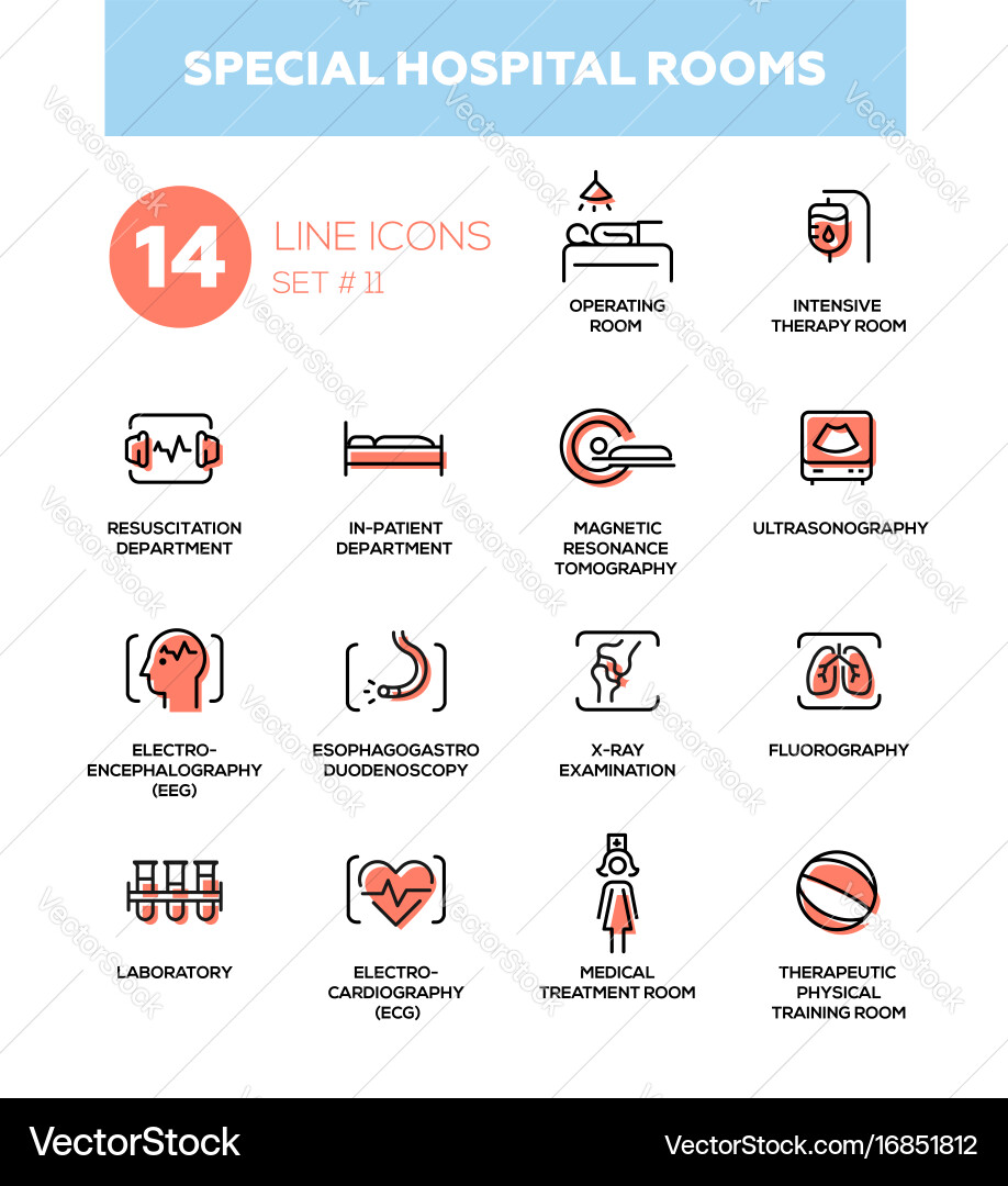Modern Hospital Room Icons Royalty Free Vector Image