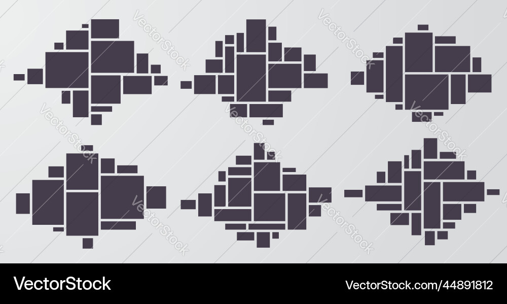 Photo collage template empty black mockup Vector Image